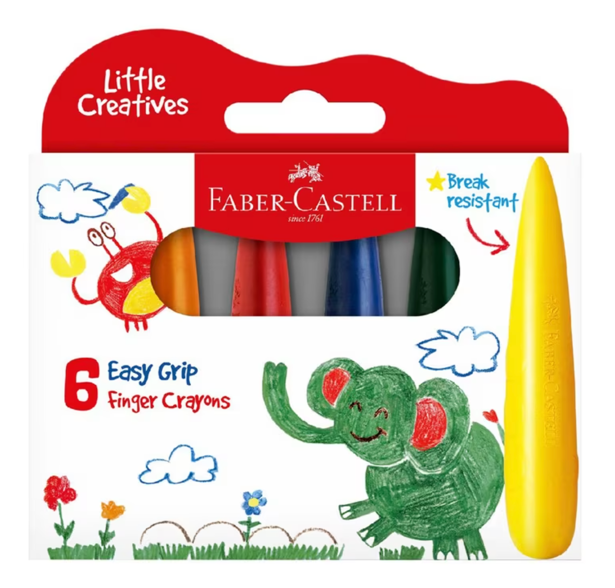 Faber-Castell Little Creatives Easy Grasp Finger Crayons (6 Pack) — The ...